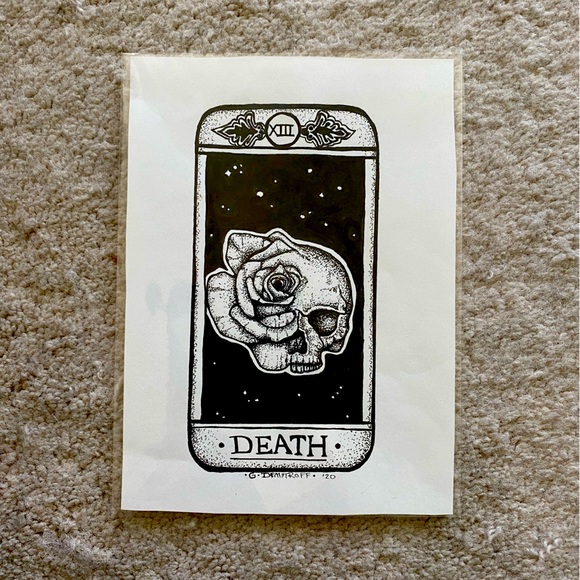 Killstar | Art | Original Pen Ink Drawing Death Tarot | Poshmark